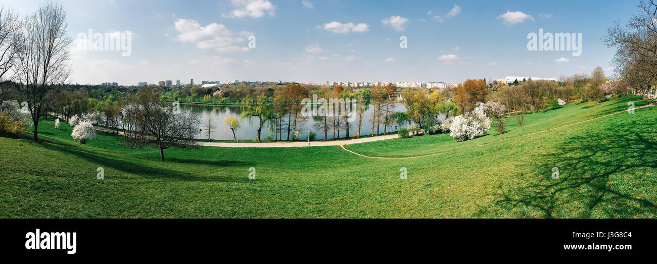 Panoramic View Of Tineretului Park In Bucharest, Romania Stock Photo ...