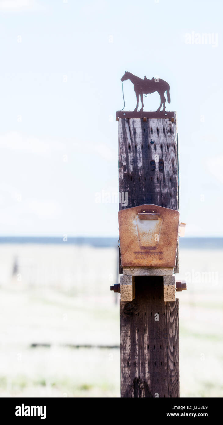 Unique Folk Art Cowboy Mailbox in Rural Colorado Stock Photo - Alamy