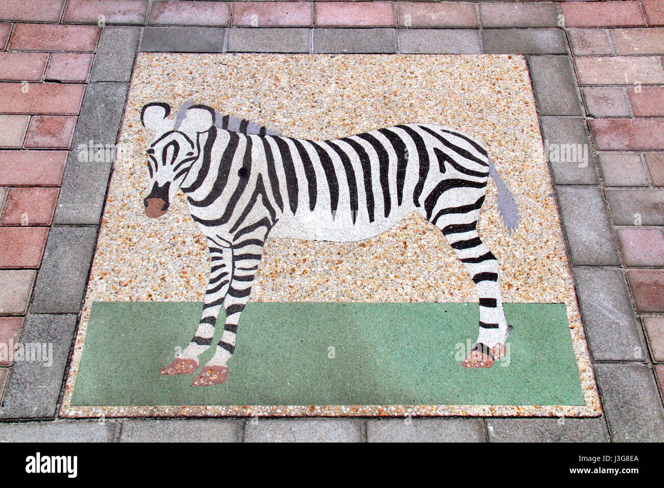 Illustrated Animal Pavement Tiles on the way to Tama Zoolpgical Park ...