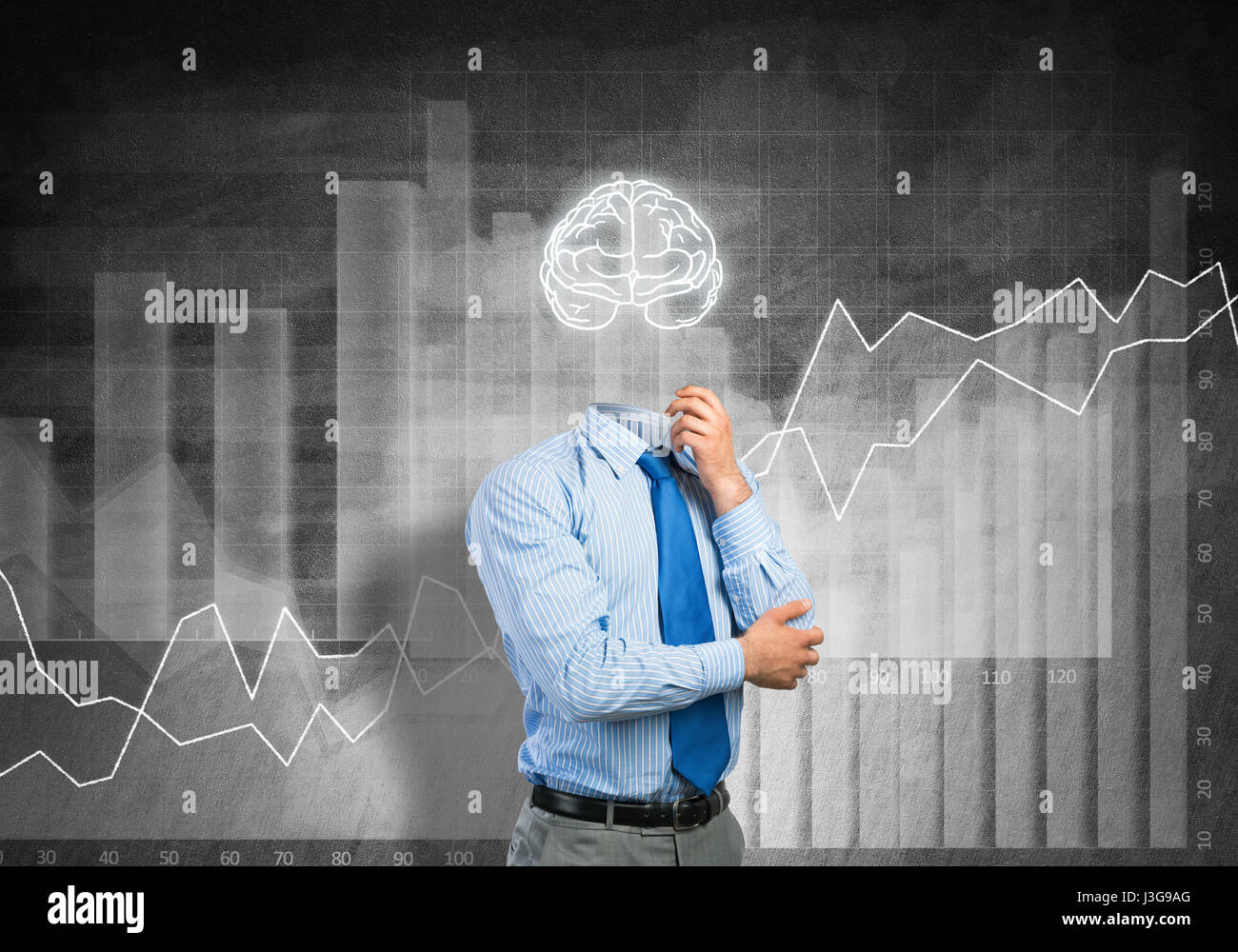 Brain headed businessman Stock Photo - Alamy