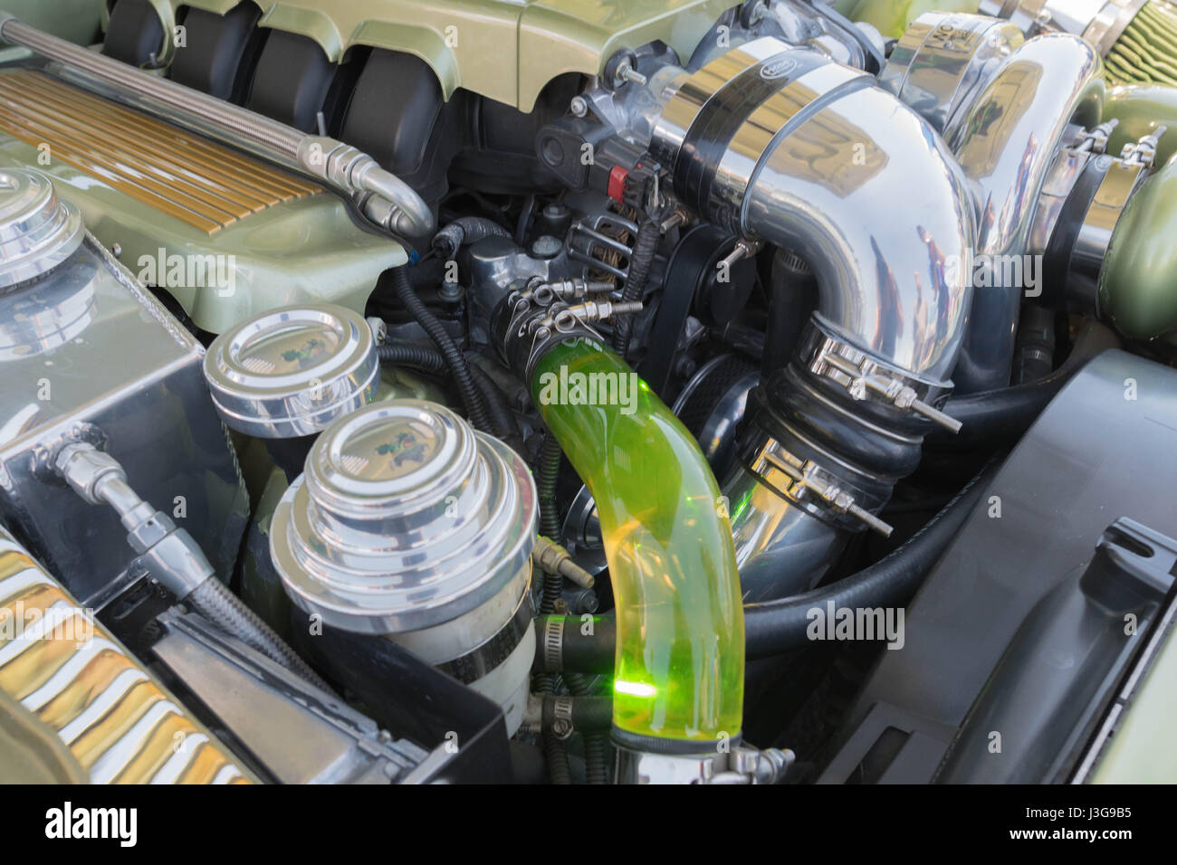 Buena Park, USA - April 30, 2017: Ford Mustang GT SEMA engine fifth ...