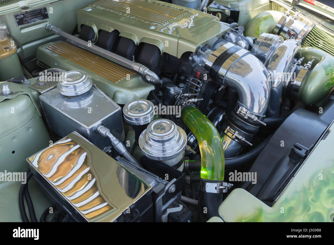 Buena Park, USA - April 30, 2017: Ford Mustang GT SEMA engine fifth ...
