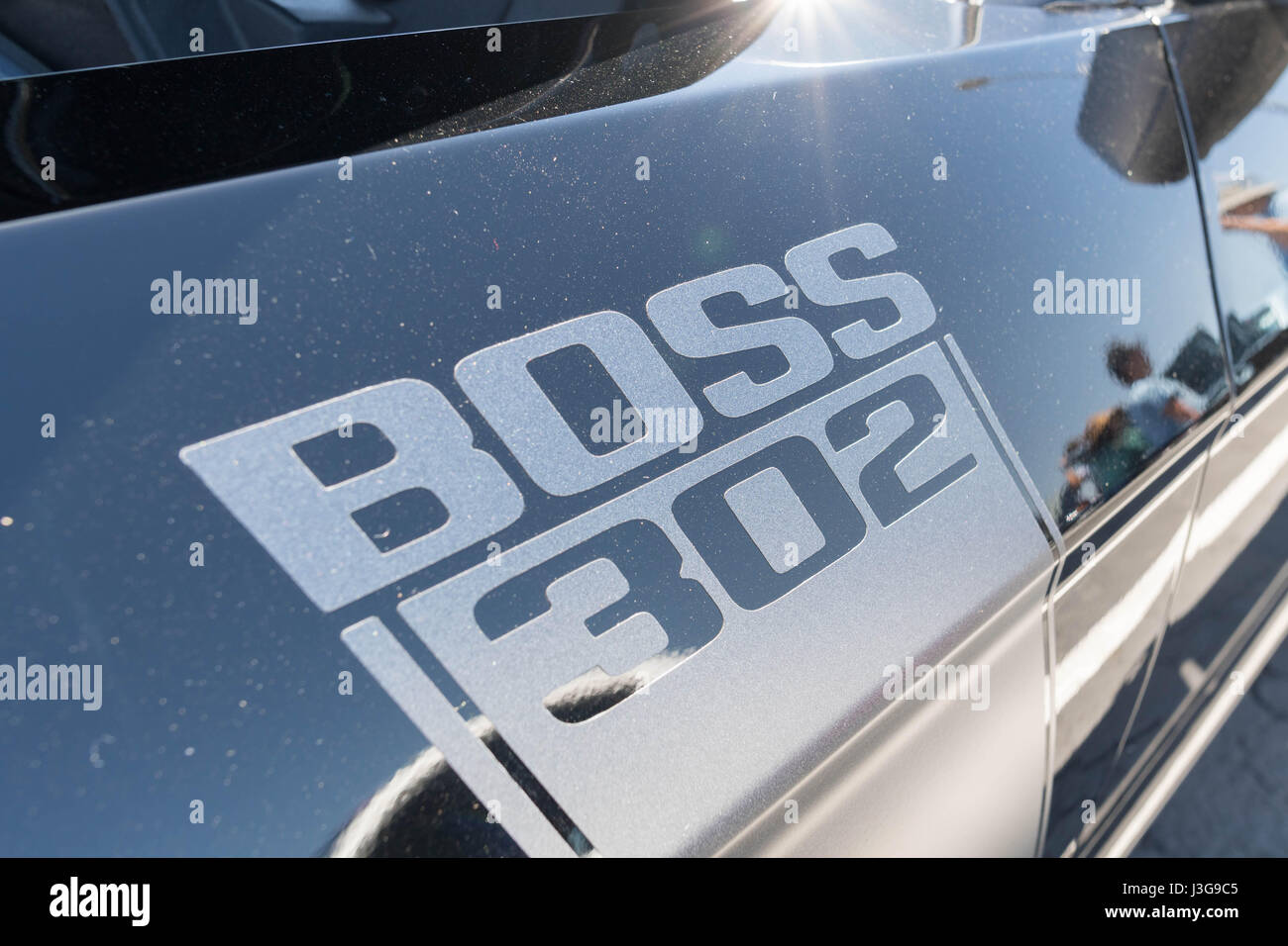 Buena Park, USA - April 30, 2017: Ford Mustang Boss 302 emblem fifth ...