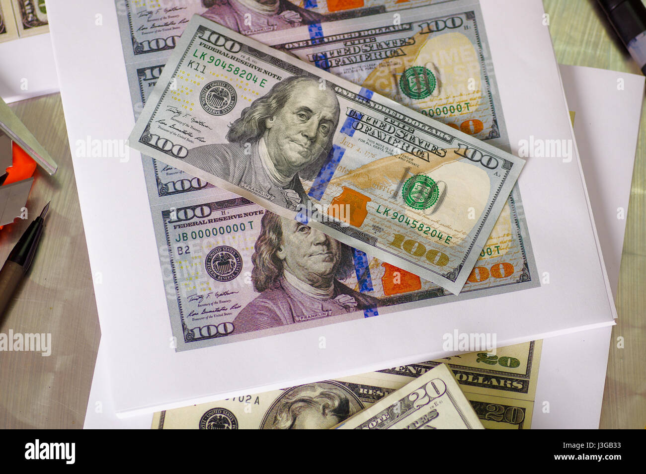Us american dollar money bills printed spread around Stock Photo - Alamy