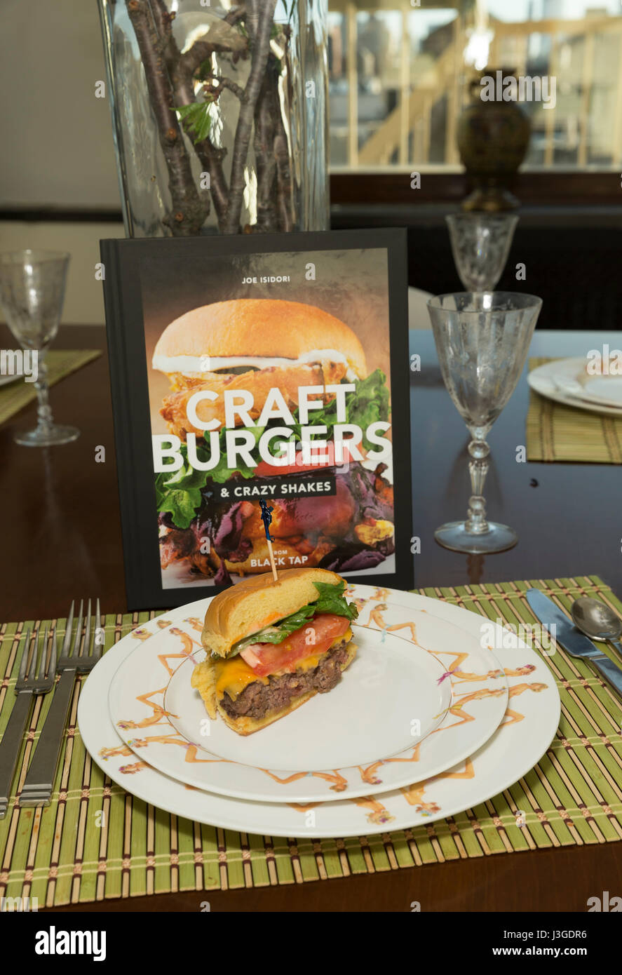 New York, NY USA - May 3, 2017: Burger created by chef Joe Isidori on ...