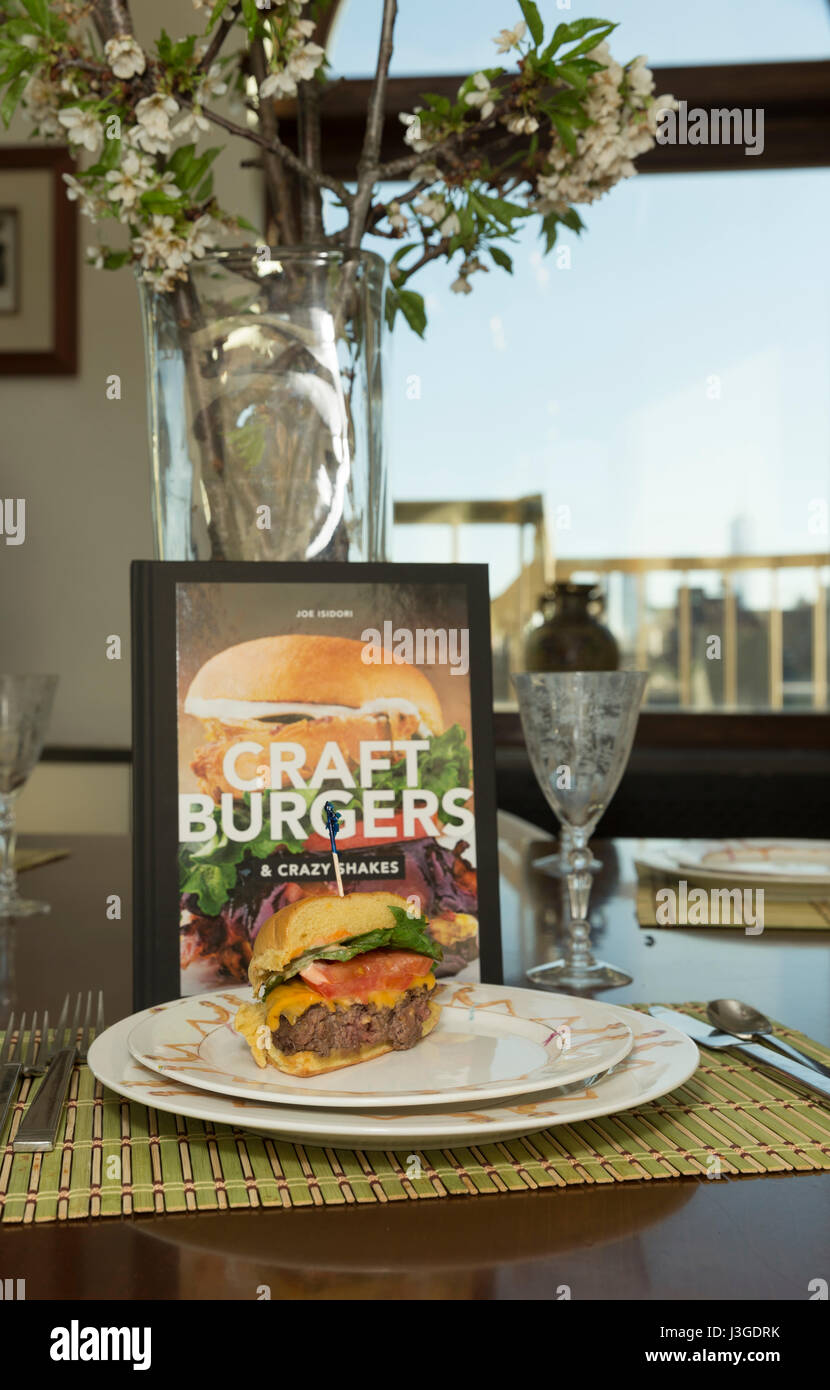 New York, NY USA - May 3, 2017: Burger created by chef Joe Isidori on ...