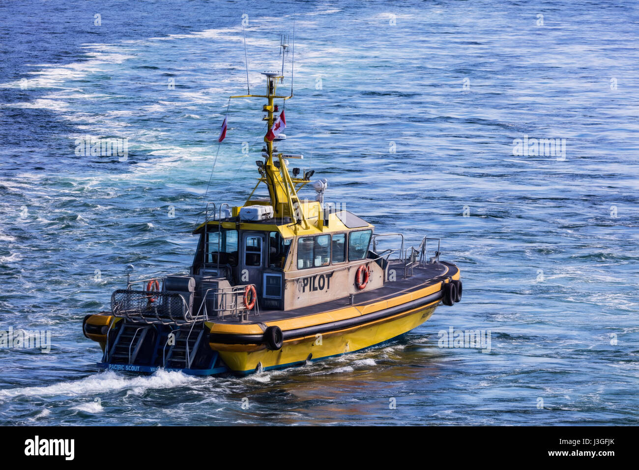Pilot boat in the Strait of San Juan de Fuca near Victoria, British ...