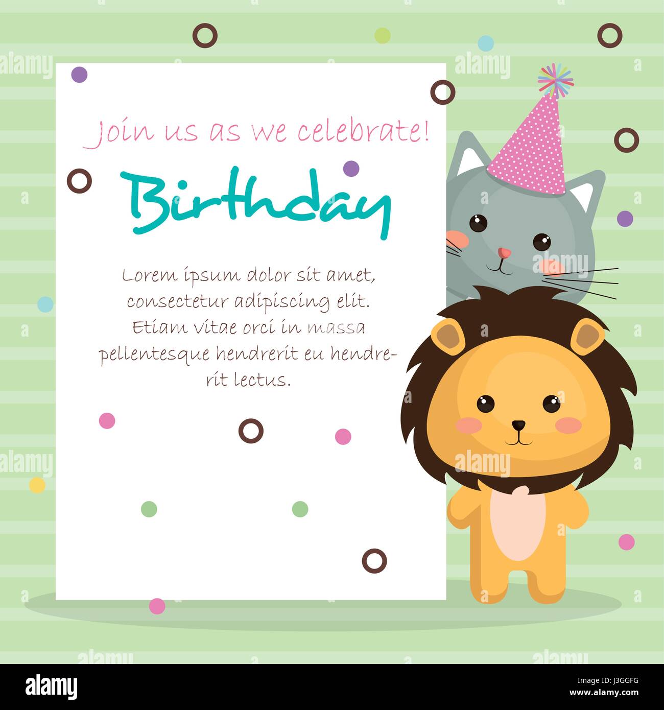 happy birthday card with tender animal Stock Vector Image & Art - Alamy