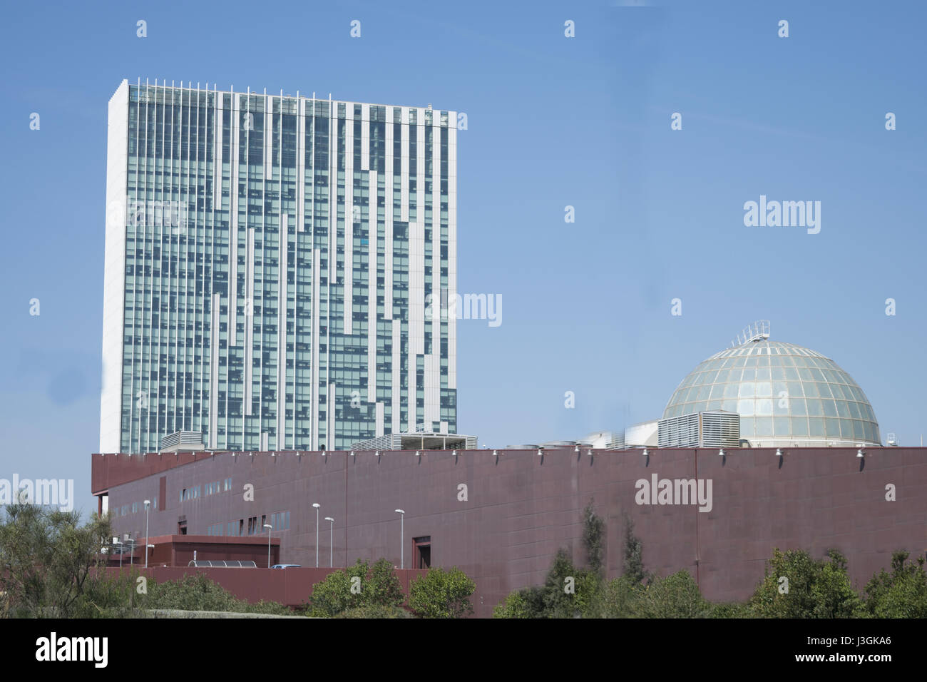 modern architecture and buildings in Rome with skyscraper of the Eur ...