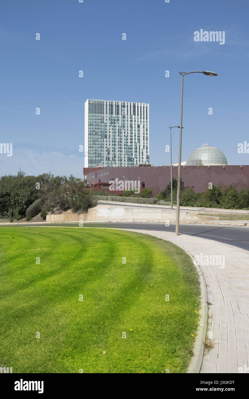 modern architecture and buildings in Rome with skyscraper of the Eur ...