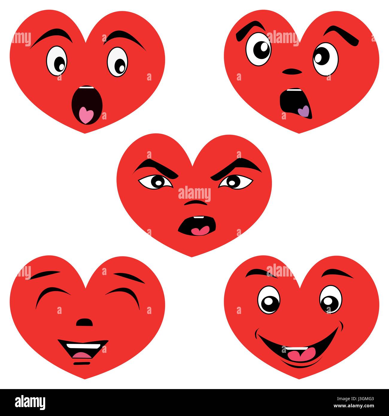 Cartoon heart set with faces Stock Vector Image & Art - Alamy