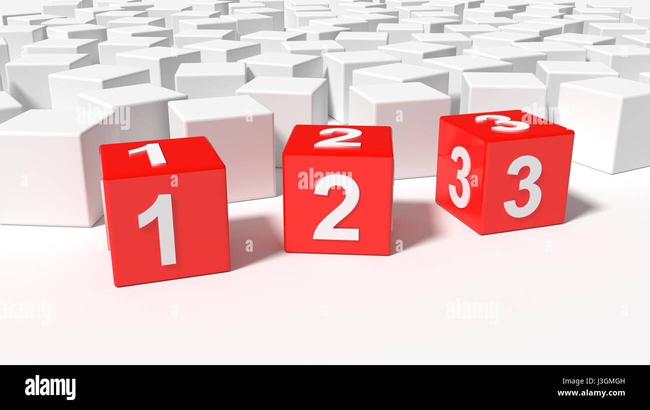 Three numbered cubes over white backbackround Stock Photo - Alamy