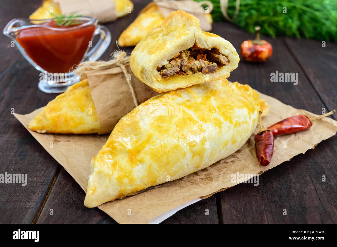 Traditional national English (Cornish) meat patties (pie) - "Cornish ...