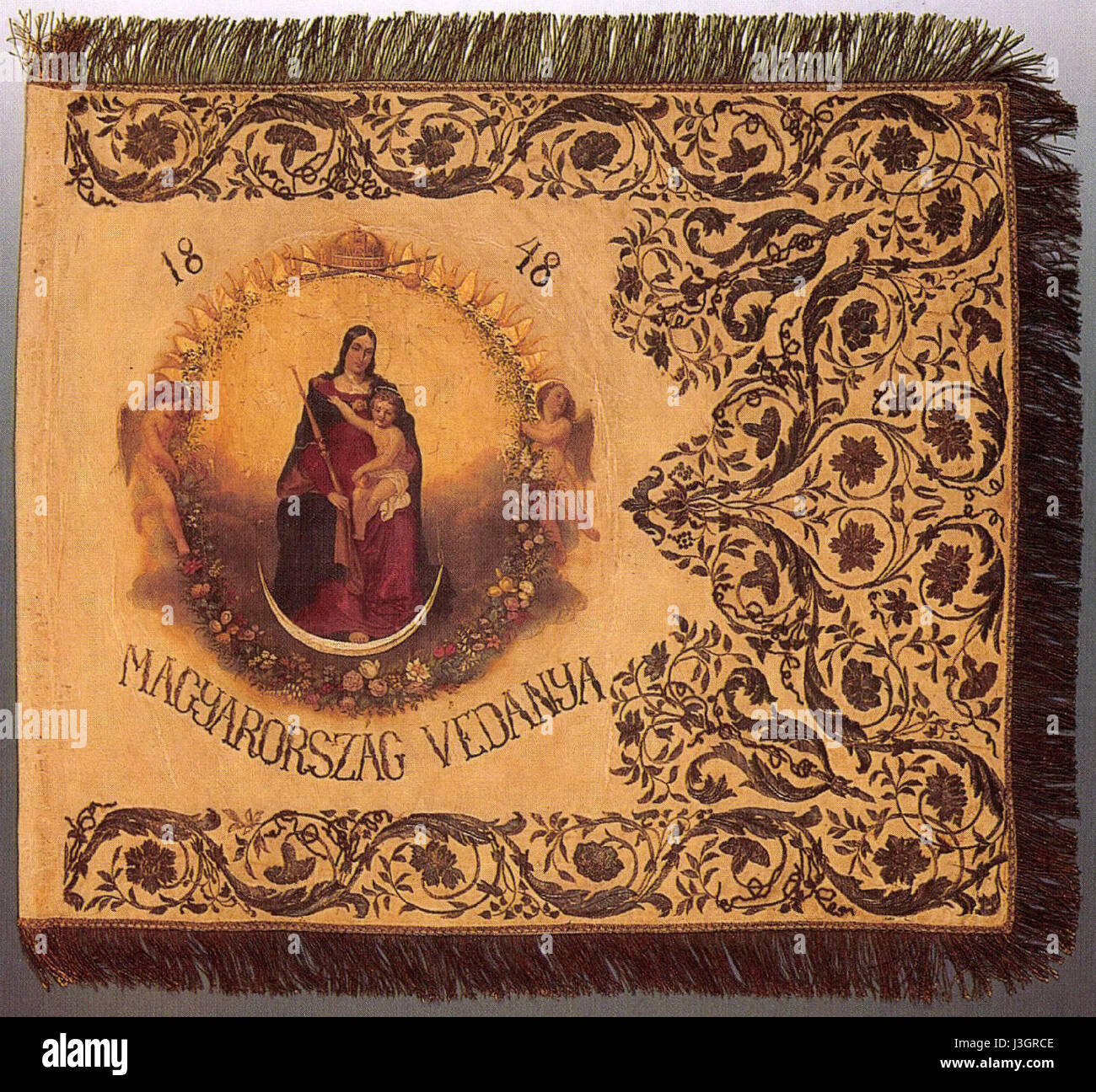 The flag of the Pest national guards from 1848 represents the Hungarian ...