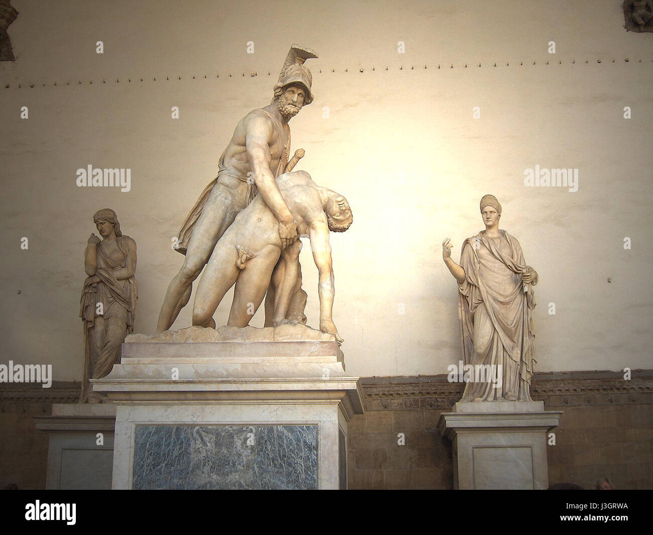 The Loggia dei Lanzi in Florence, Italy, features a sculpture of ...