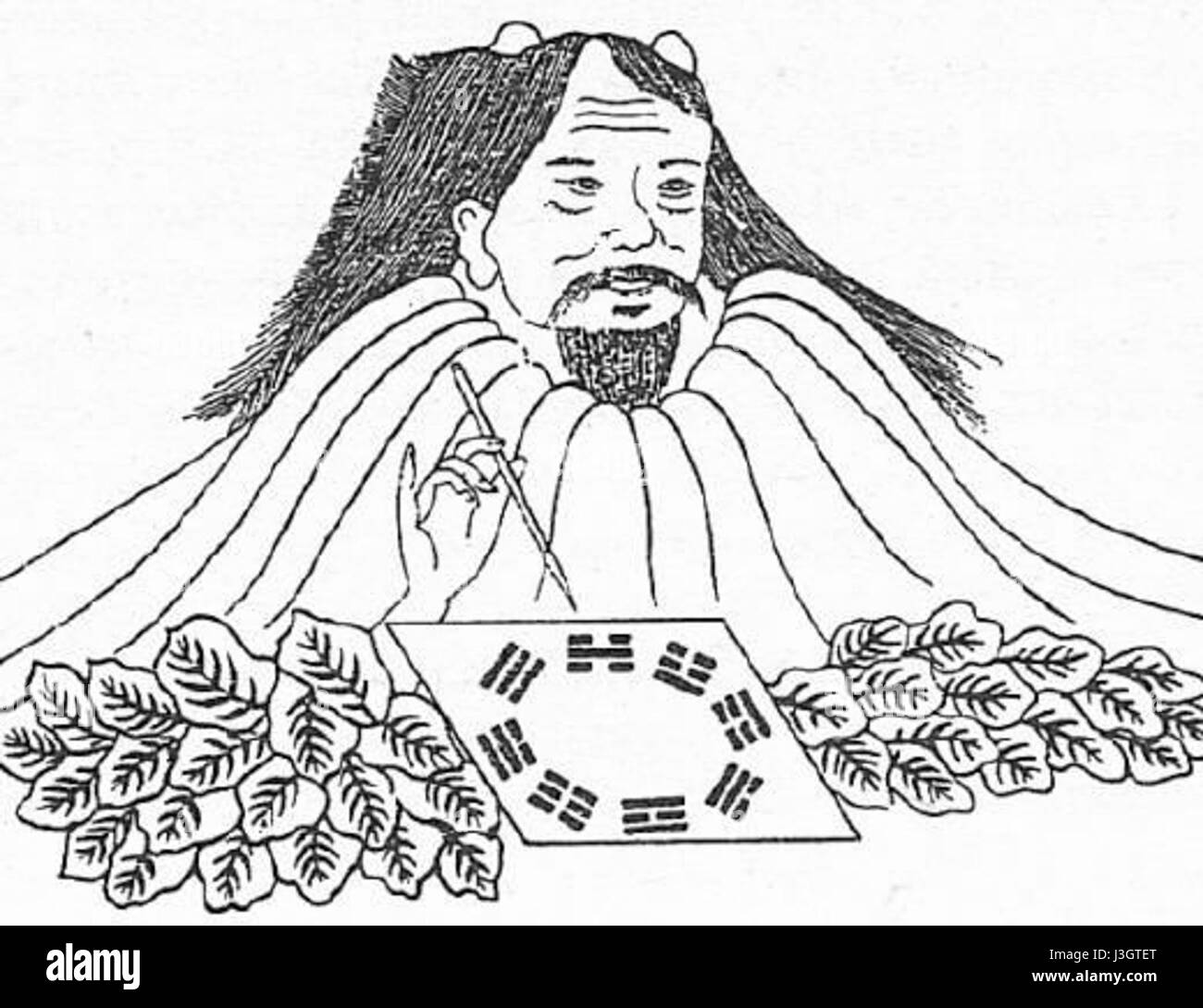 Fuxi, a figure from Chinese mythology, is depicted in various ancient ...