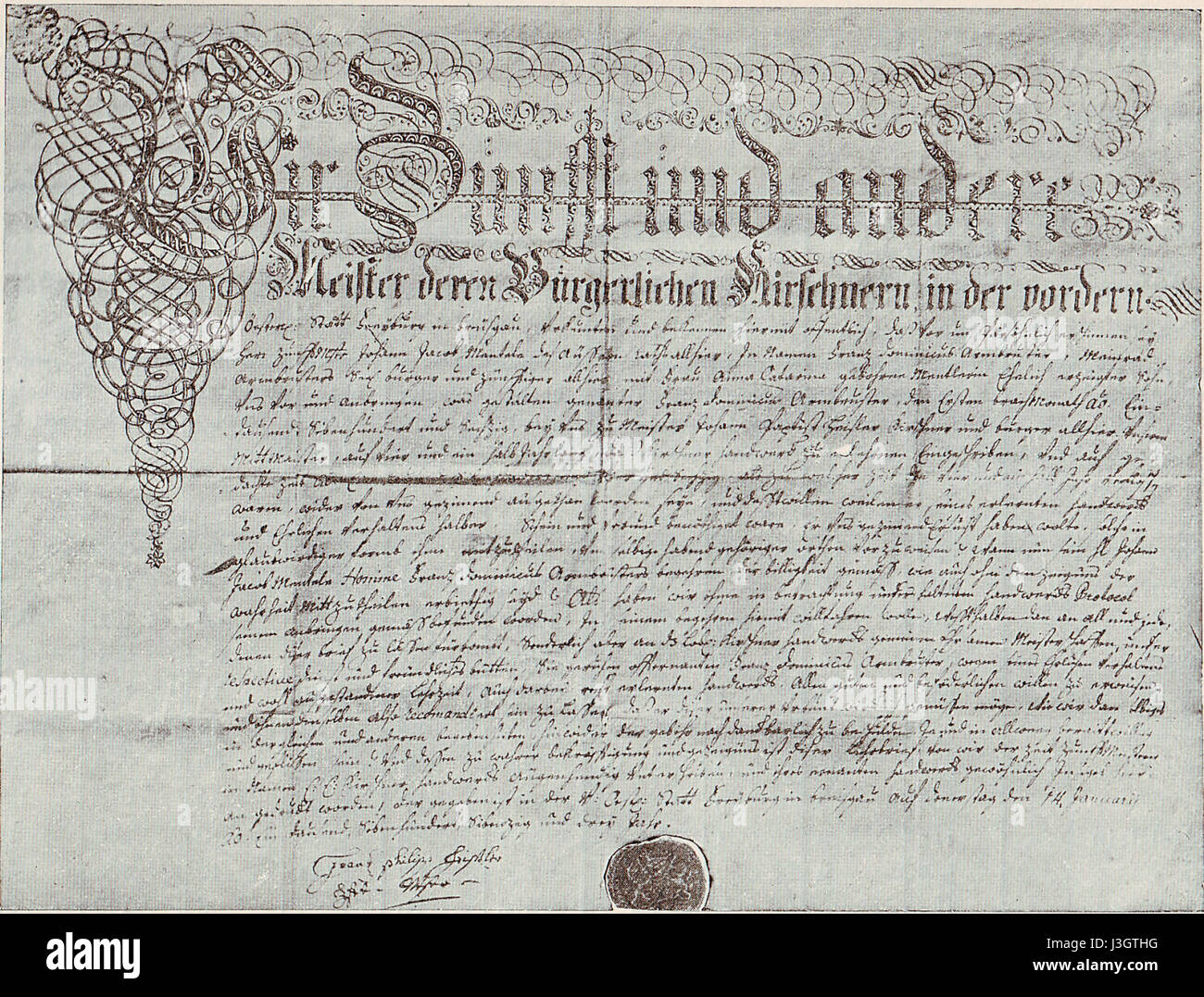 Furrier's articles of apprenticeship, German 1773 Stock Photo - Alamy