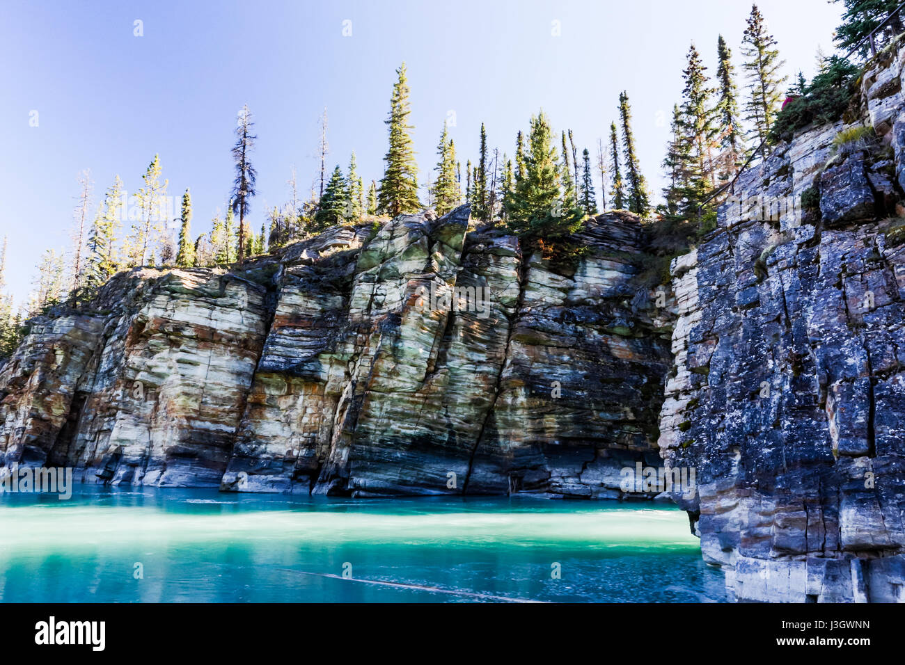 Athabasca Falls is a waterfall in Jasper National Park on the upper ...