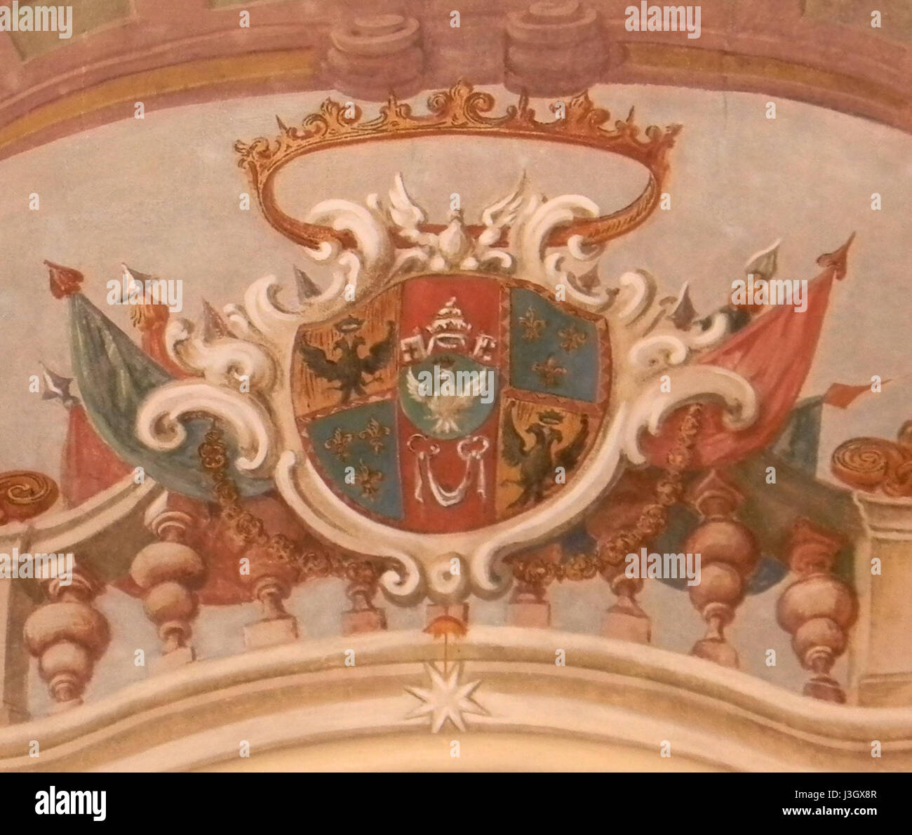 The coat of arms of Francesco III d'Este represents the noble lineage ...