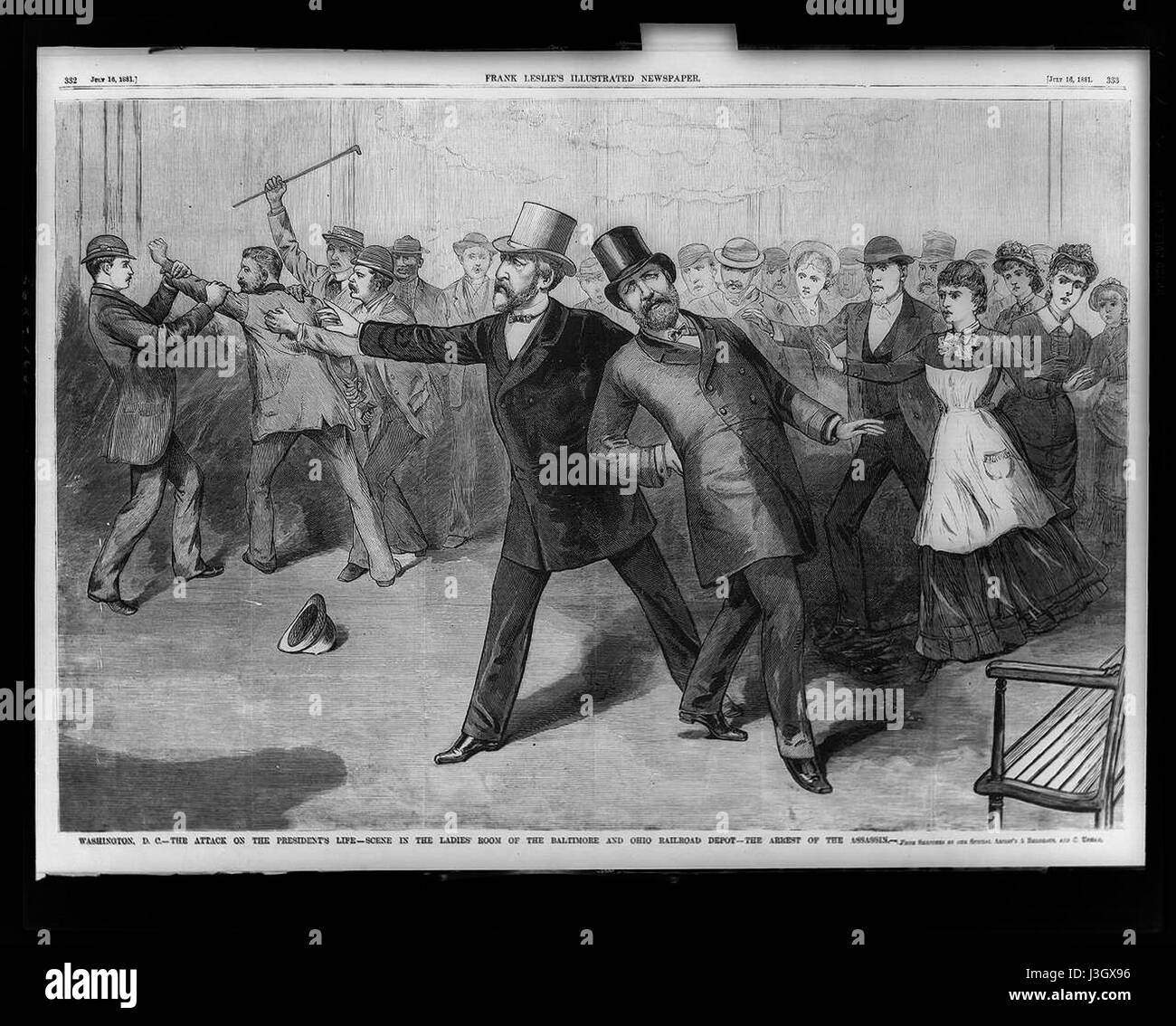 An engraving depicting the assassination of U.S. President James A ...