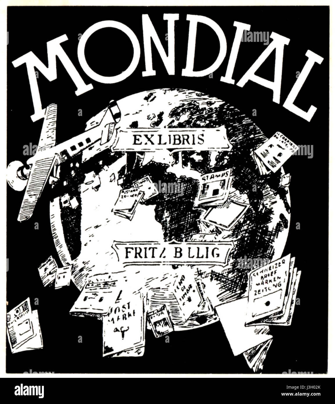Fritz Billig's bookplate is a design used for book ownership or ...