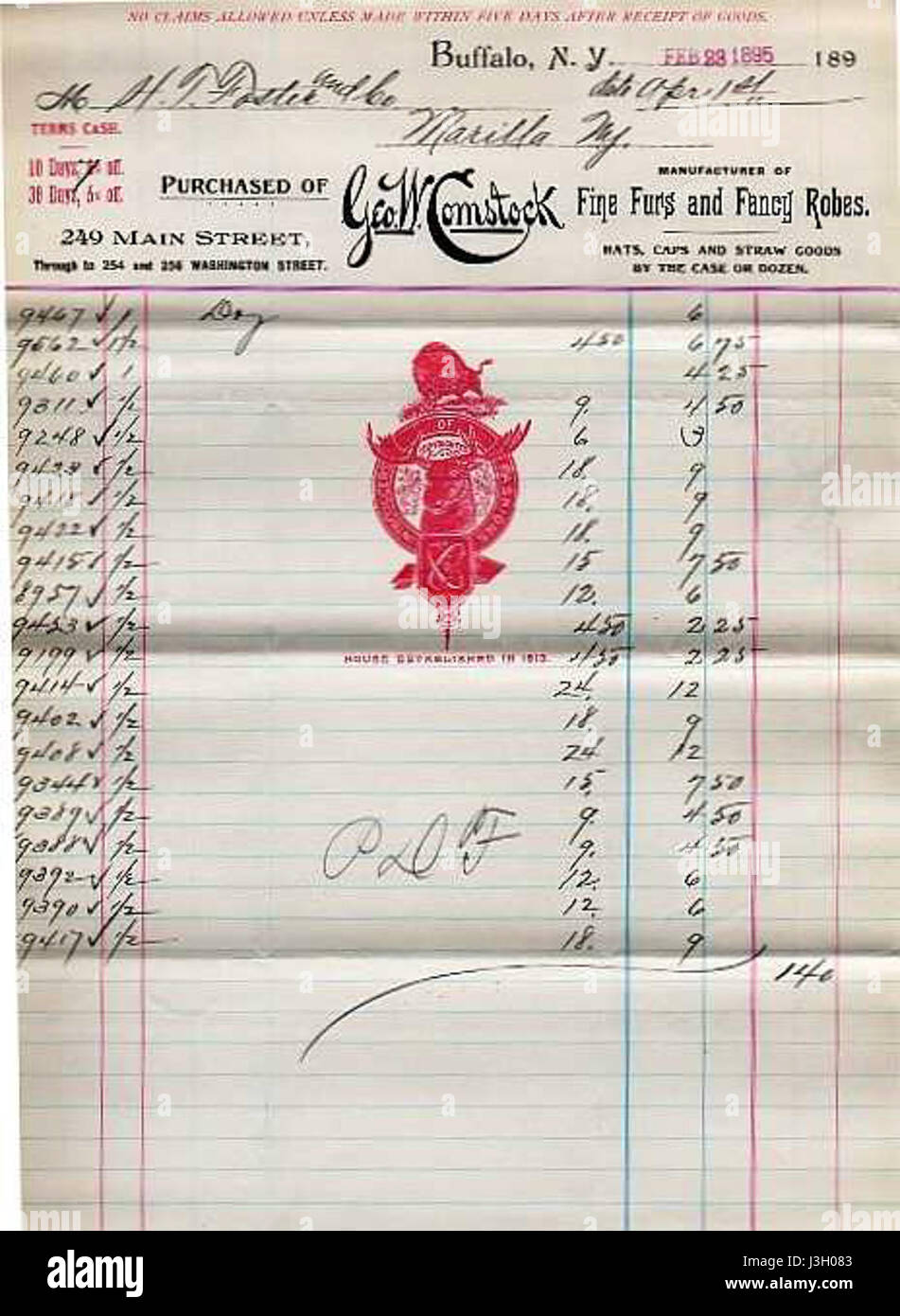 Geo. W. Comstock, Fine Furs and Fancy Robes, Buffalo, N. Y., 1895 ...