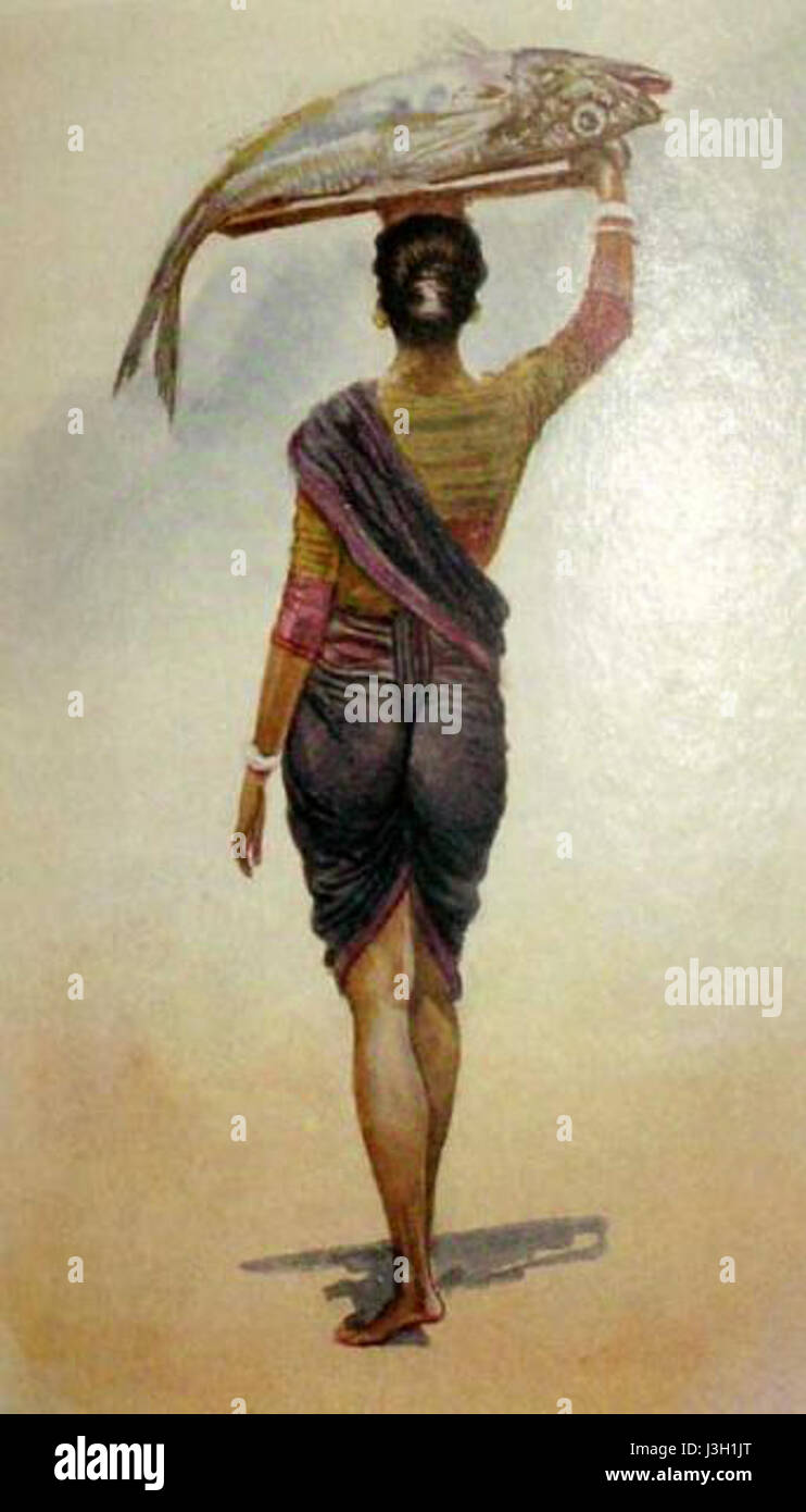 A historical depiction of a fishwife, a woman who sold fish in markets ...