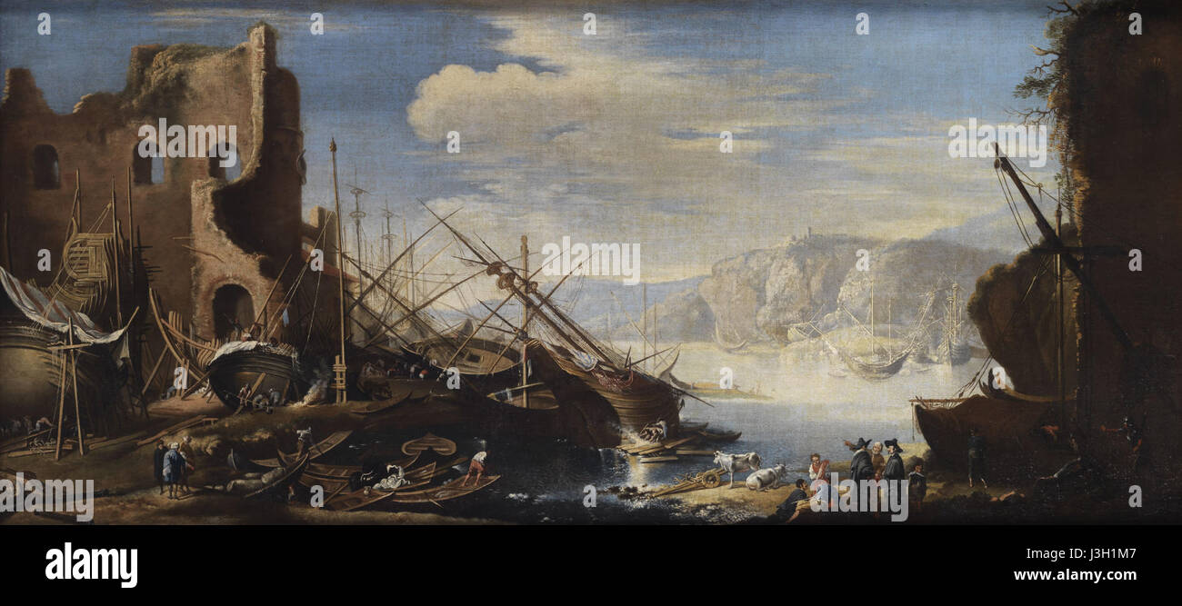 'Fantasielandschaft mit Hafen' (Fantasy Landscape with Harbor) is a ...