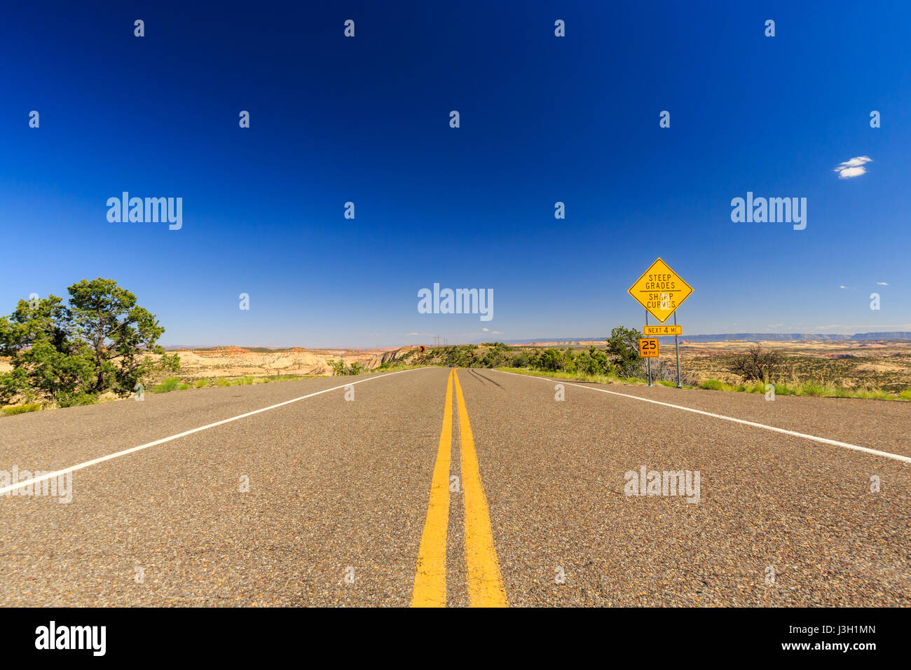 Sign - STEEP GRADES - SHARP CURVES - at The Hogback, Utahs Scenic Byway ...