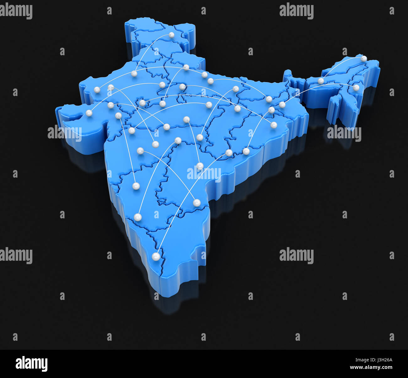 Map of India with flight paths. Image with clipping path Stock Photo ...