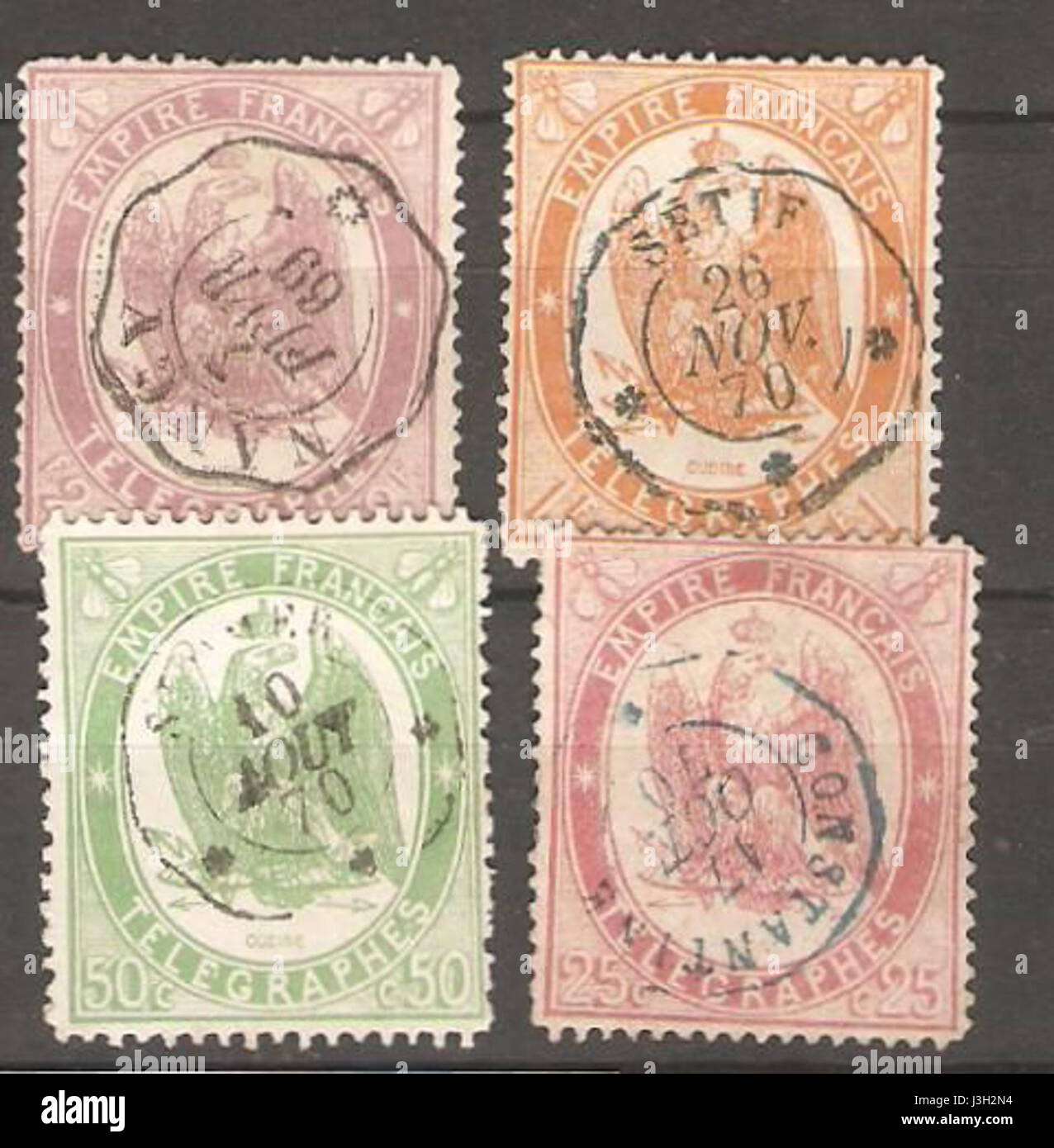 Four telegraph stamps of France Stock Photo - Alamy