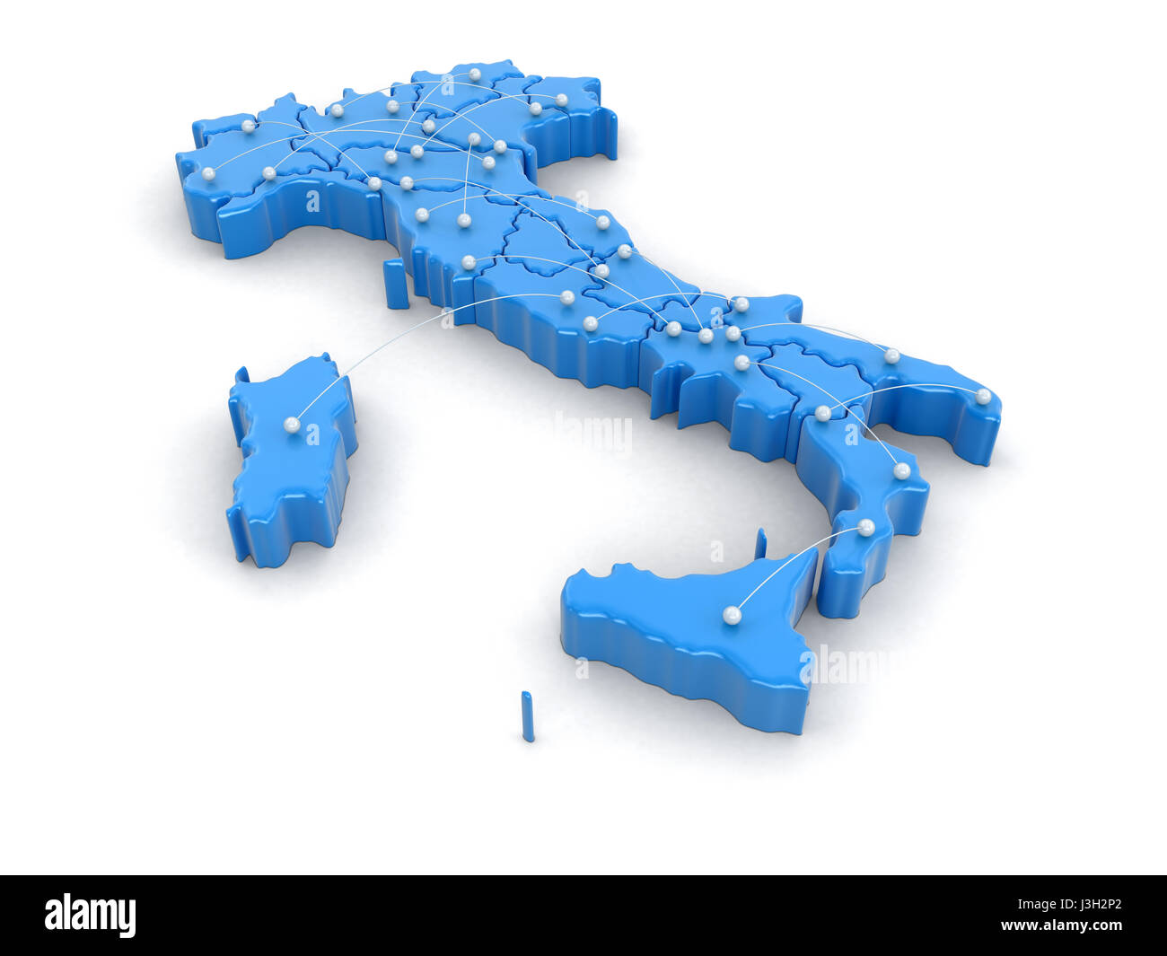 Map of Italy with flight paths. Image with clipping path Stock Photo ...