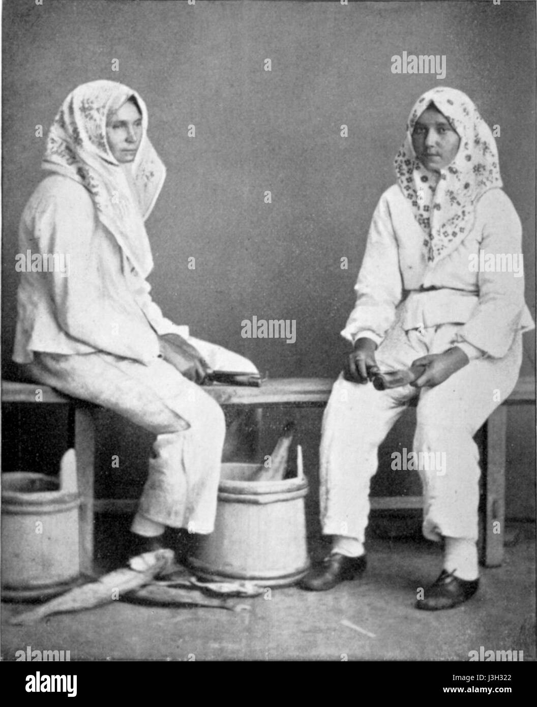 The image depicts women from Astrachan, Russia, engaged in the ...