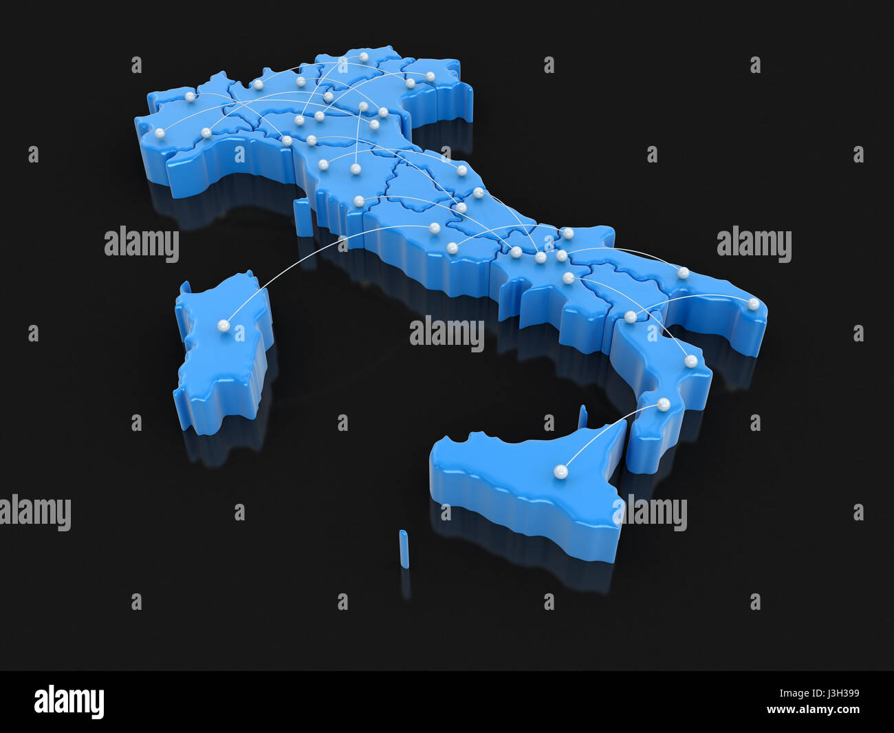 Map of Italy with flight paths. Image with clipping path Stock Photo ...