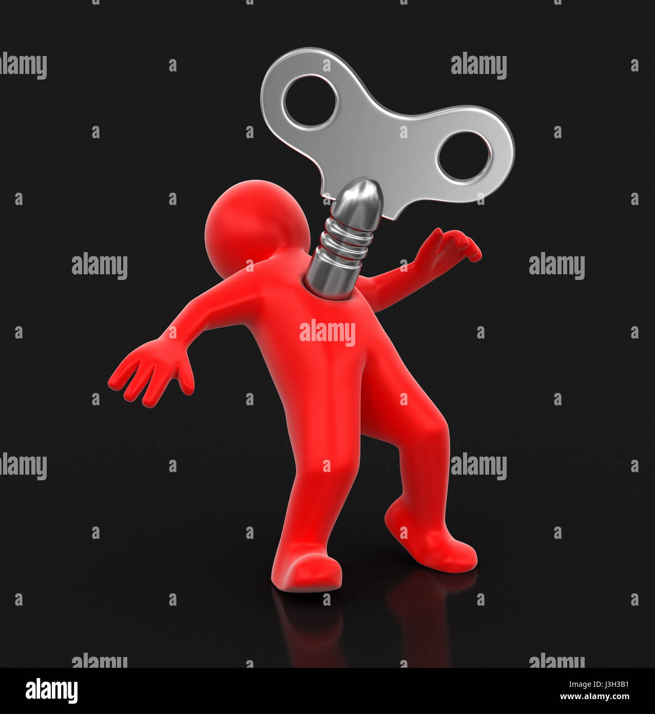 Man and winding key. Image with clipping path Stock Photo - Alamy