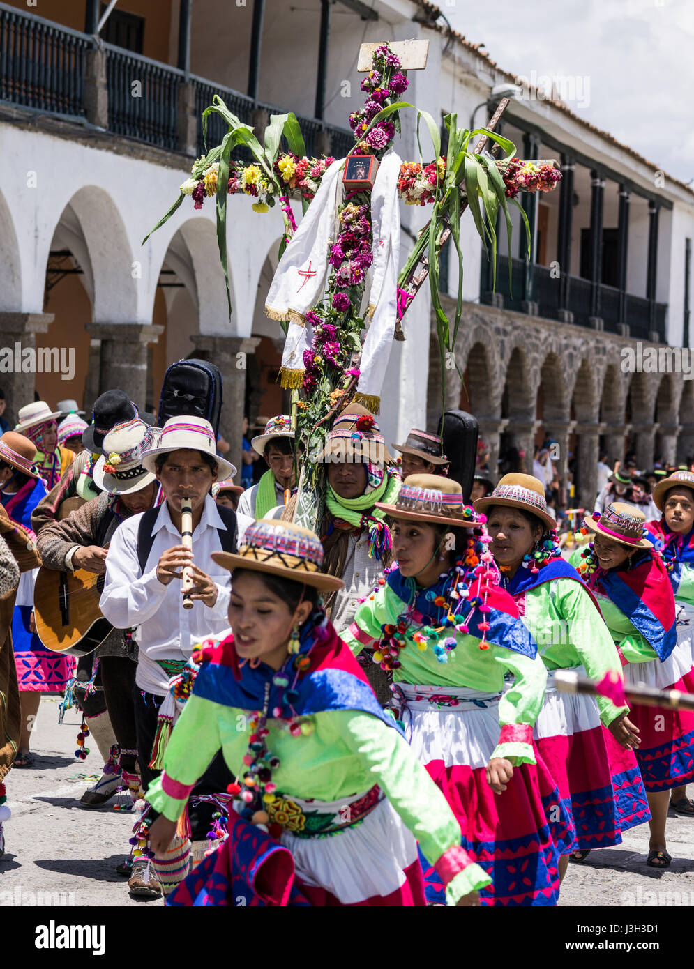 Celebration of the carnival in the city of Ayacucho. Peru. South ...