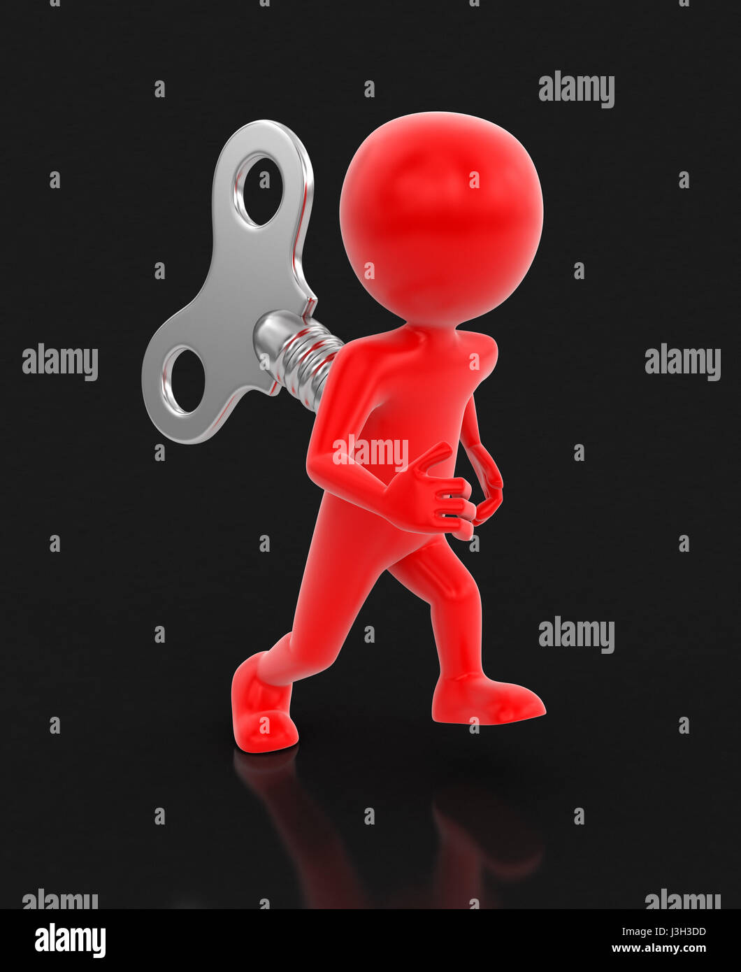 Man and winding key. Image with clipping path Stock Photo - Alamy