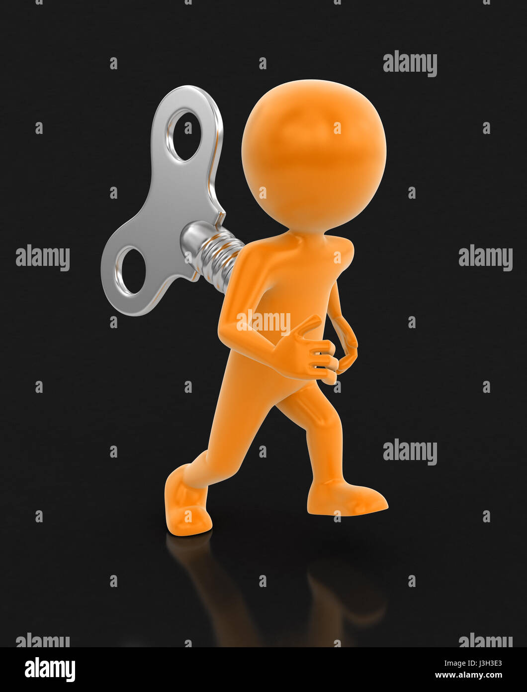 Man and winding key. Image with clipping path Stock Photo - Alamy