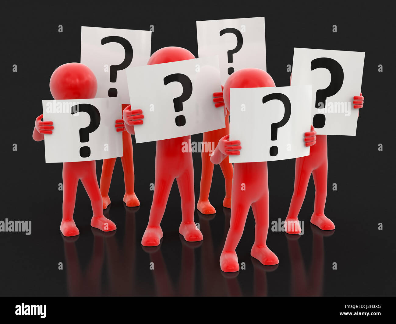 People and question mark signs. Image with clipping path Stock Photo ...