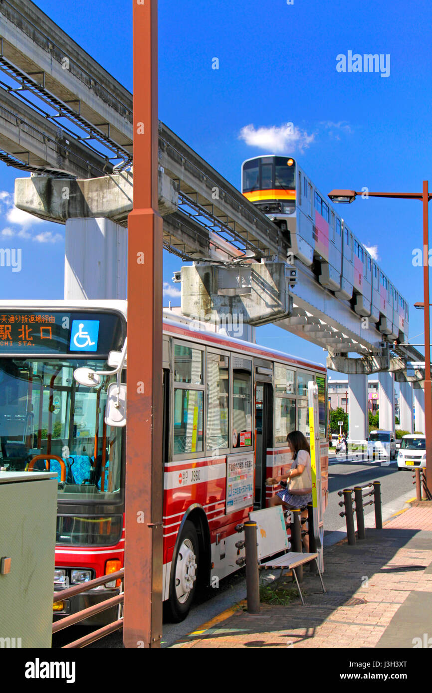 Tama Monorail Alongside Bus Route in Western Tokyo Japan Stock Photo ...