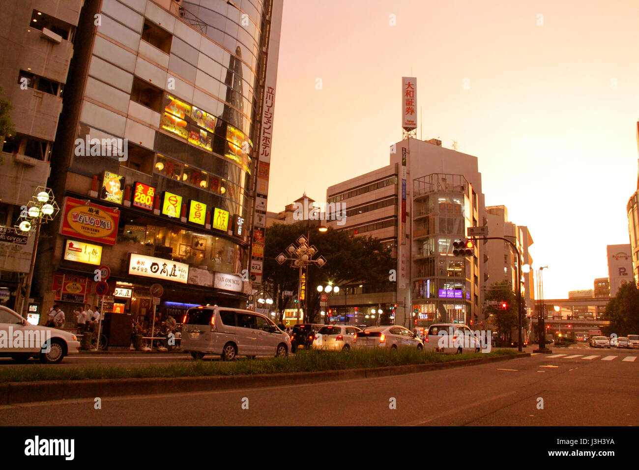 Urban Evening Scene in Tachikawa city Western Tokyo Japan Stock Photo ...