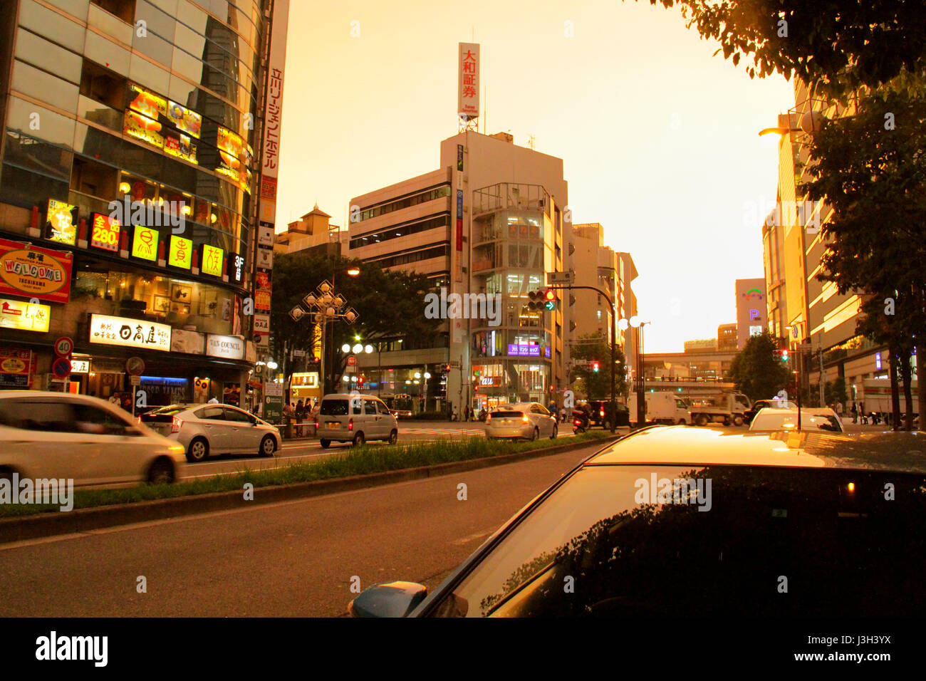 Urban Evening Scene in Tachikawa city Western Tokyo Japan Stock Photo ...