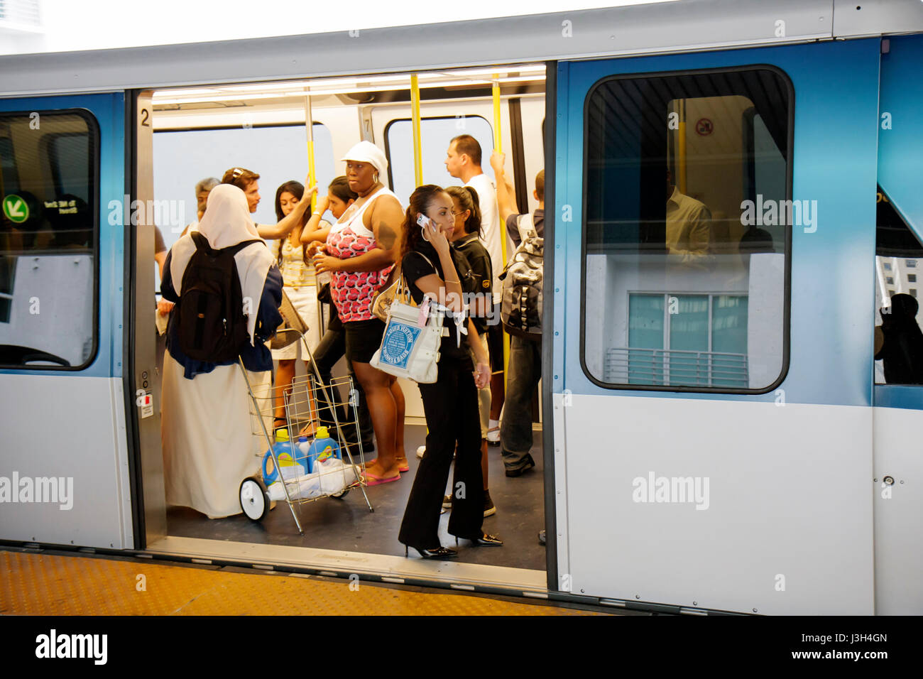 Miami Florida,Metromover,rail,public transportation,commuters,Black ...