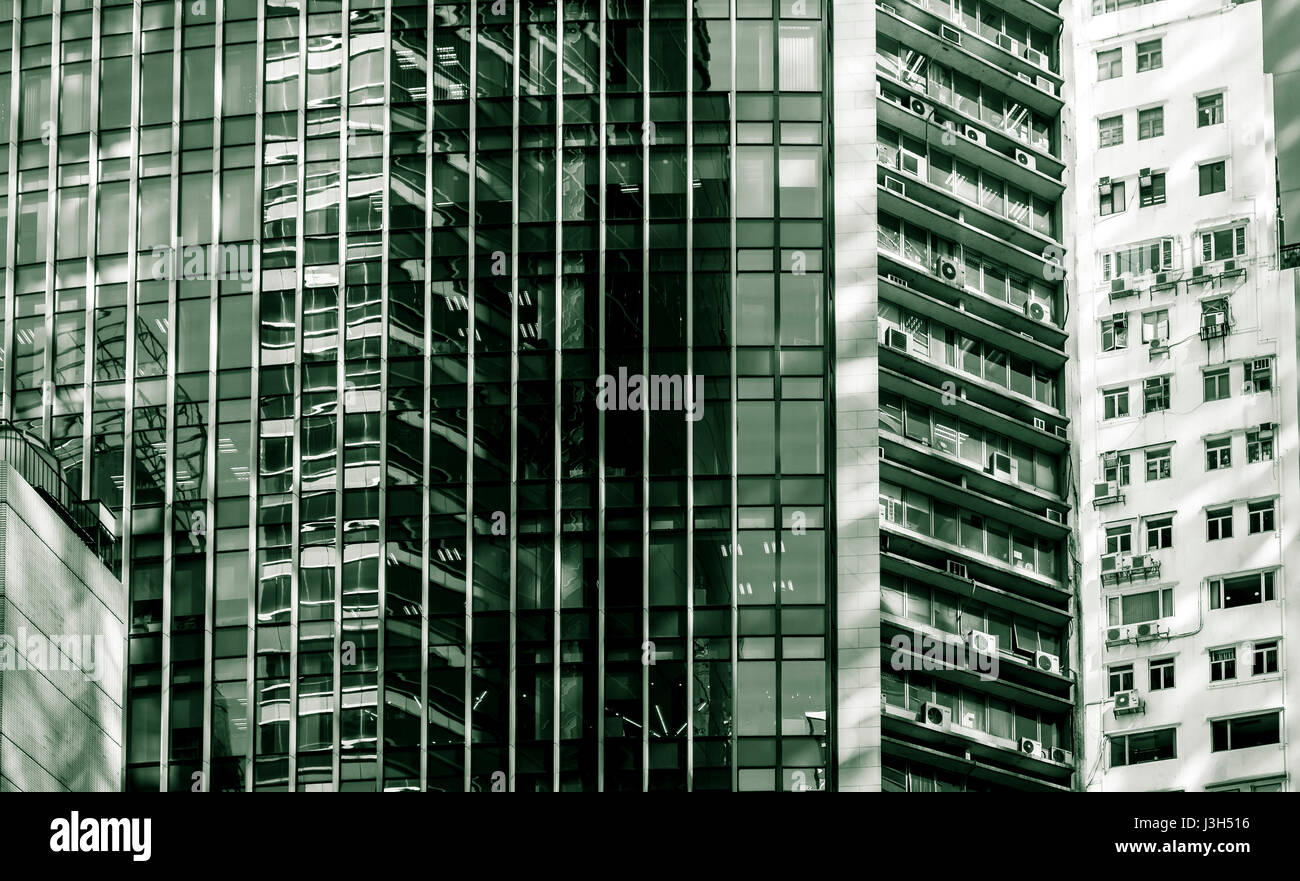 Modern office building detail, glass surface with green color Stock ...