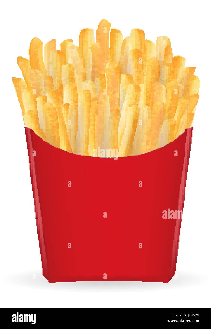 real french fries in a red paper package Stock Vector Image & Art - Alamy