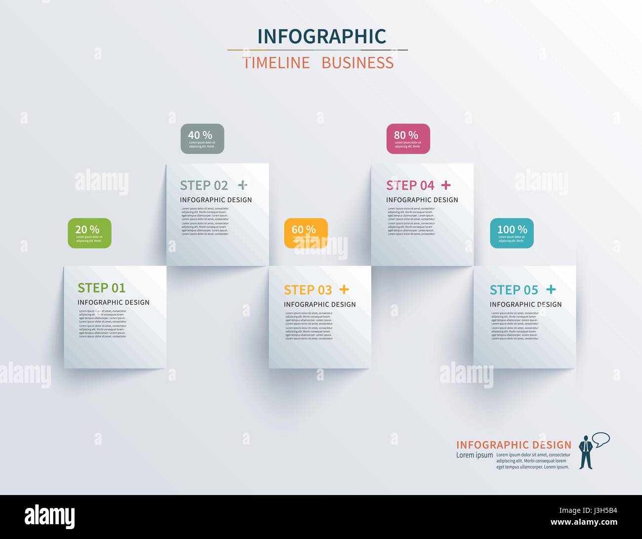 Business infographics template 5 steps with square. Can be used for ...