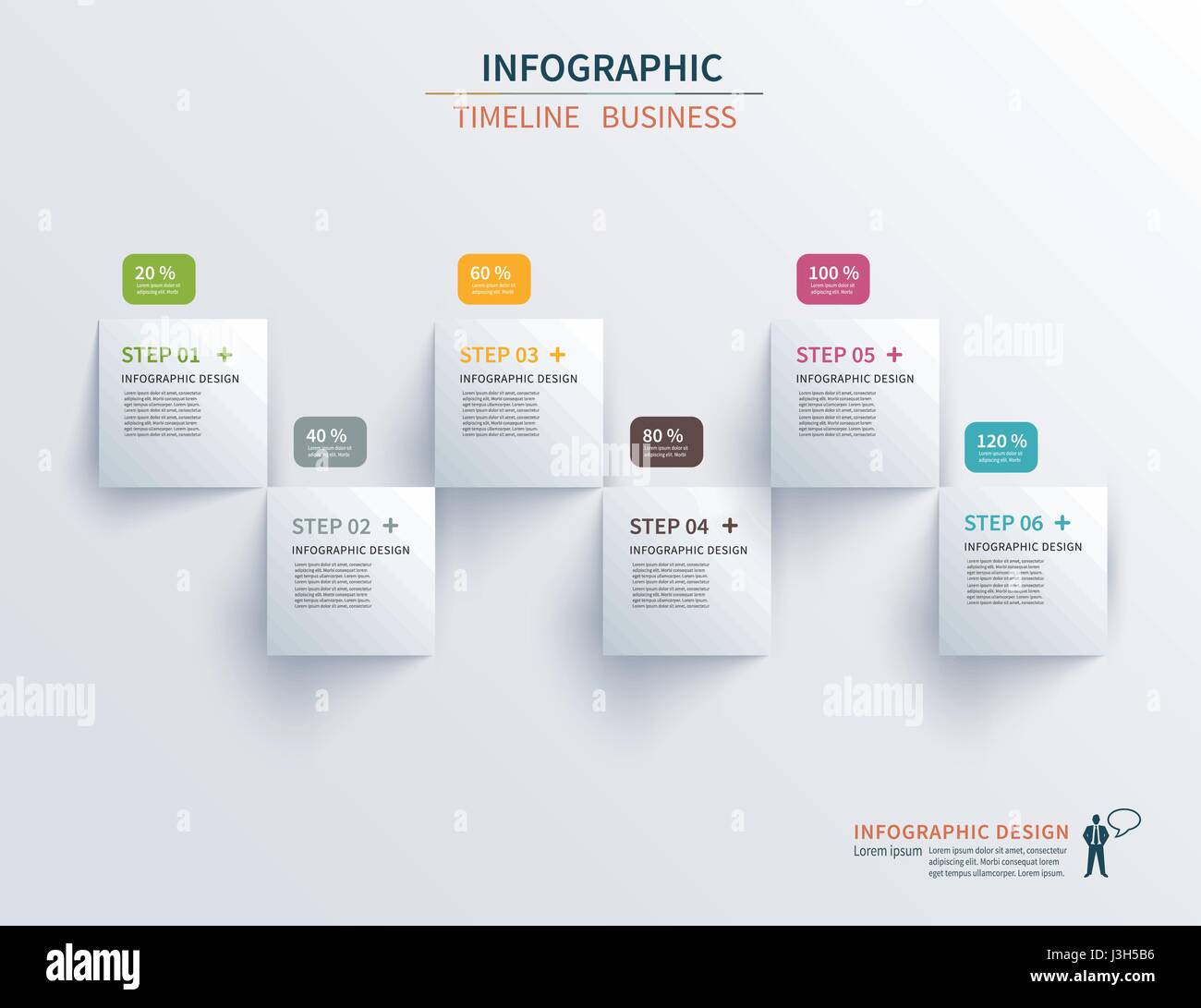 Business infographics template 6 steps with square. Can be used for ...