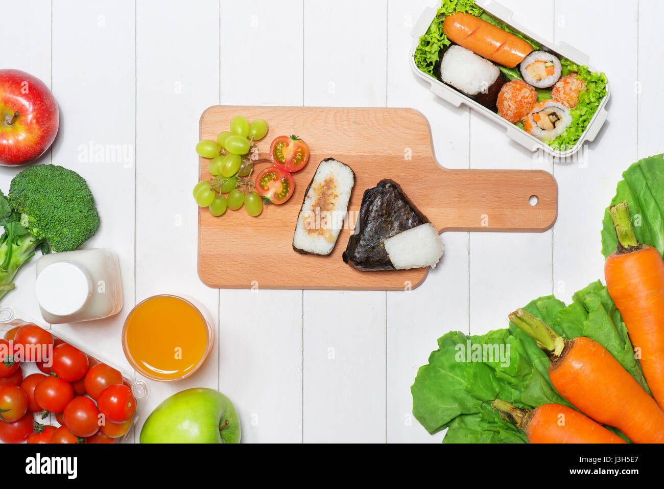 Bento box with different food, fresh veggies and fruits Stock Photo - Alamy