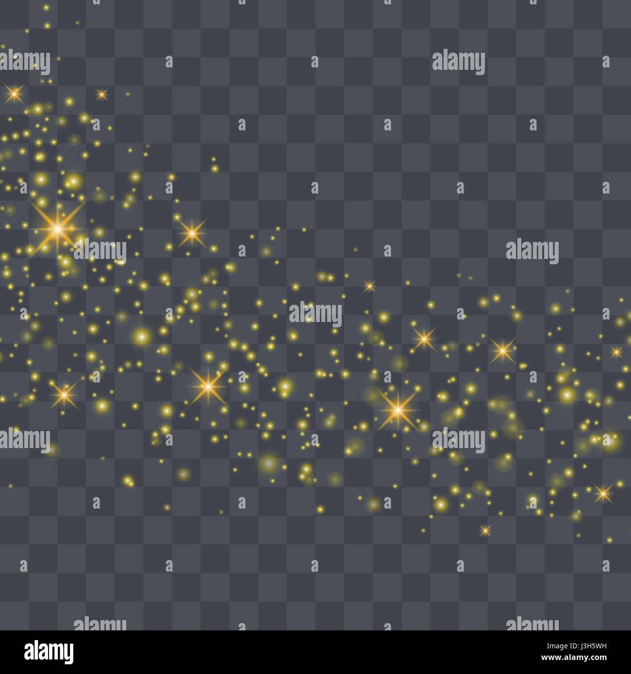 Vector gold glitter wave abstract illustration. Gold star dust trail sparkling particles ...