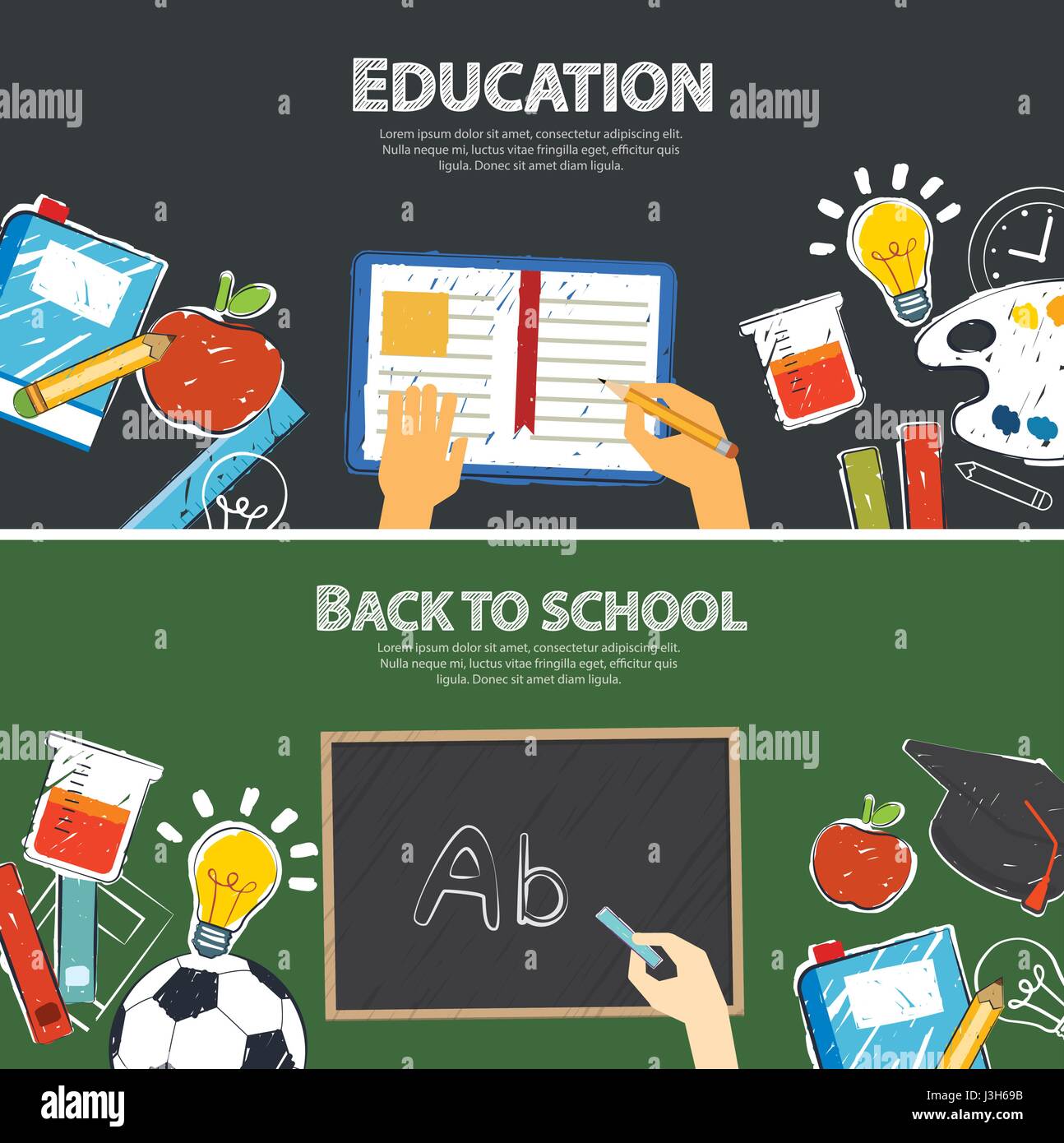 education banner and back to school background template Stock Vector ...